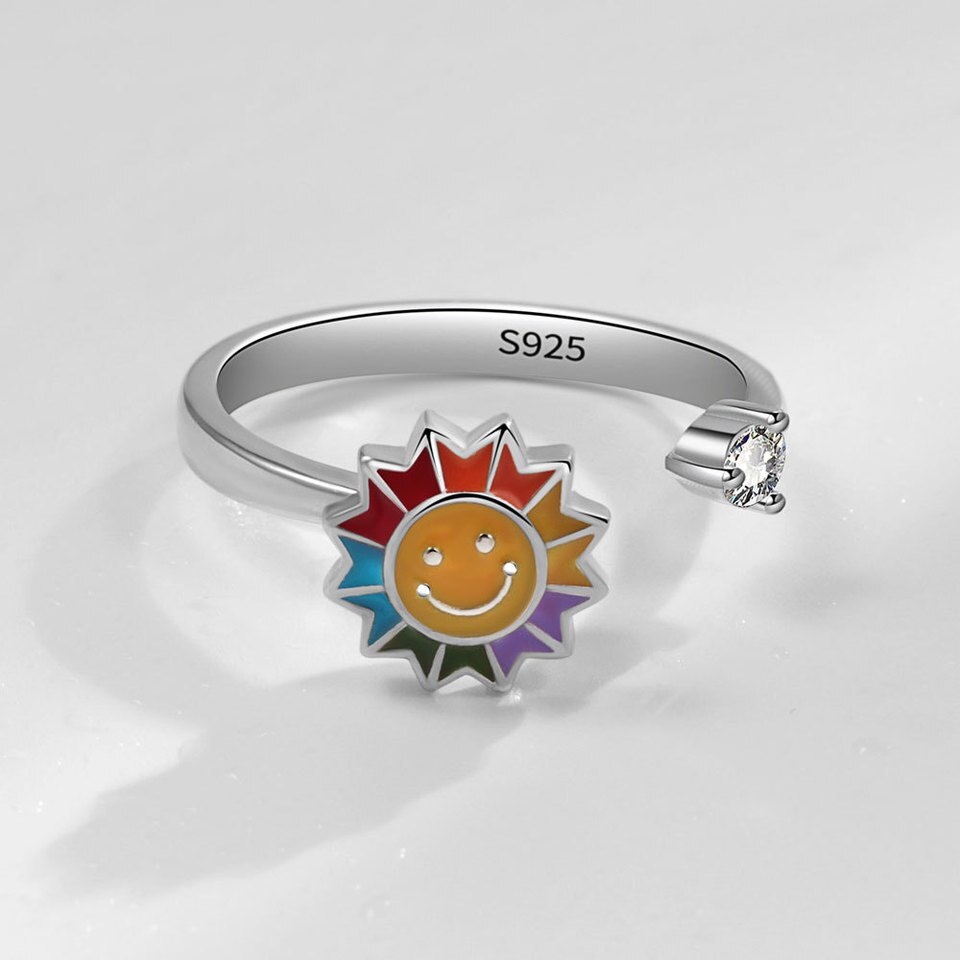 Smiley face fidget ring - Anxiety ring